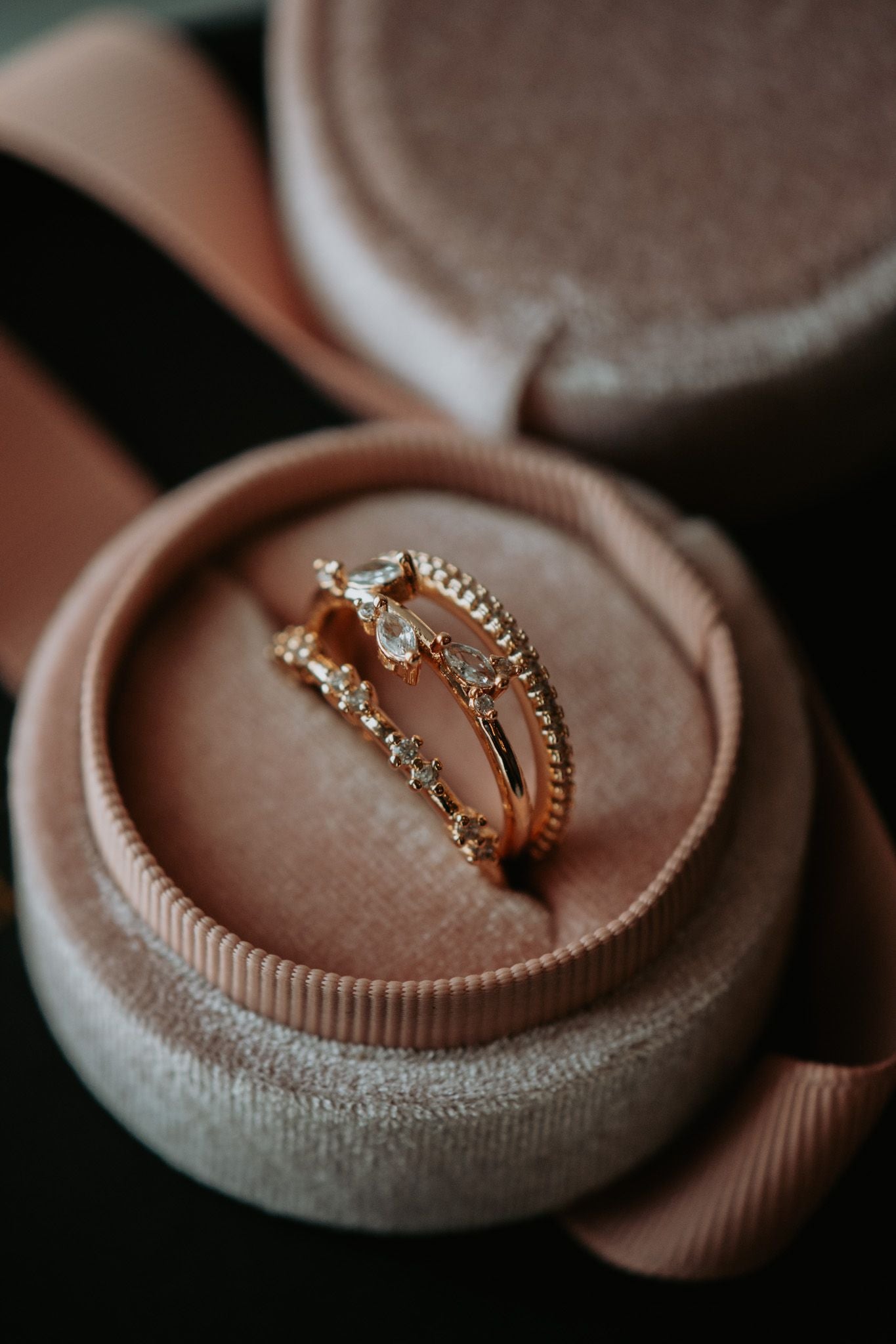Zuri 3PC Champagne Gold Ring Set – Sparkle & Blue Wholesale